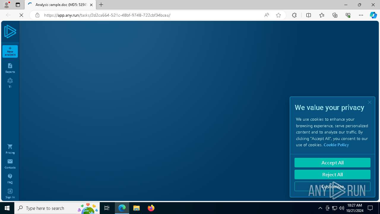 Analysis https://app.any.run/tasks/2d2ca664-521c-48bf-9748-722cbf34bcea/ No threats detected ...