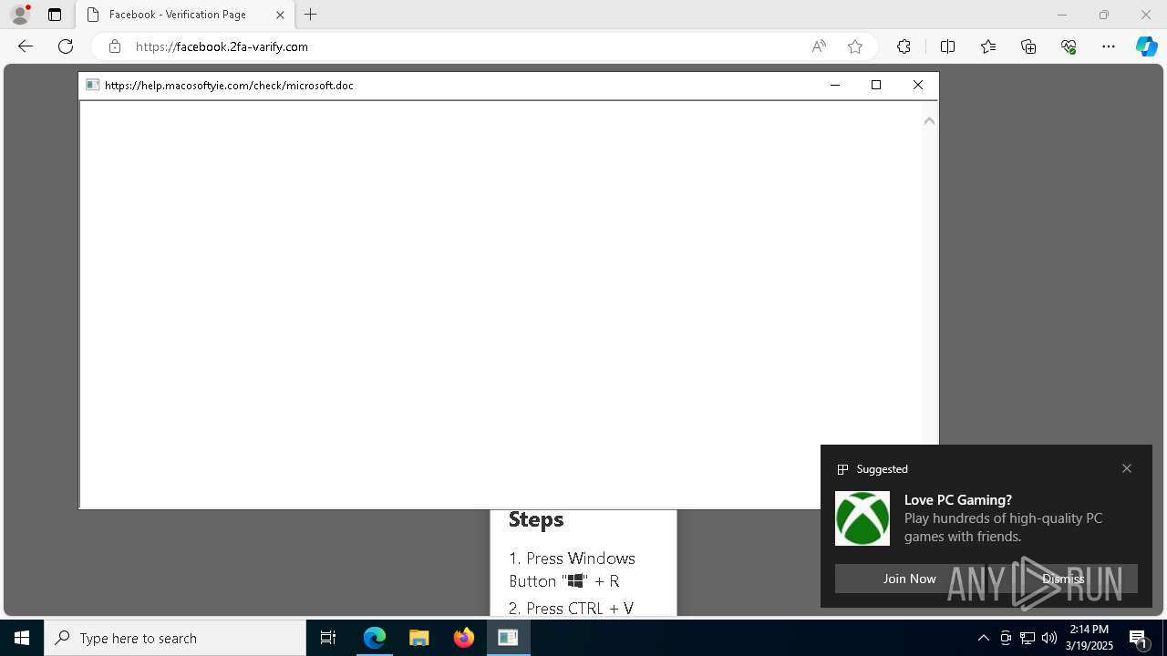 Analysis https://facebook.2fa-varify.com/ Malicious activity - Interactive analysis ANY.RUN
