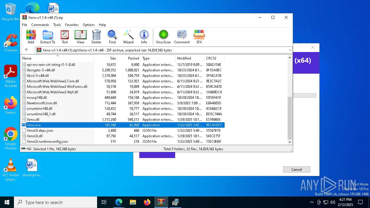 Malware analysis Xeno-v1.1.4-x64 (1).zip Malicious activity | ANY.RUN - Malware Sandbox Online
