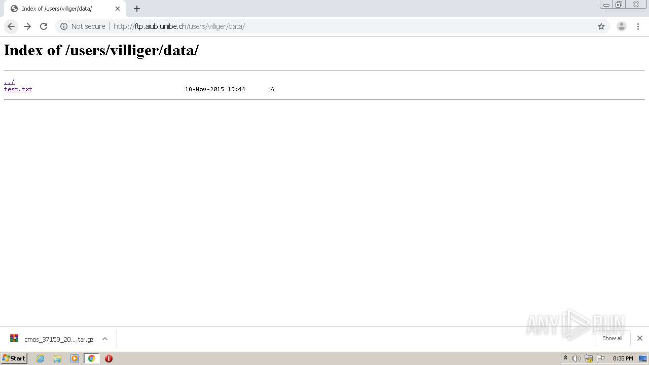 Analysis http://ftp.aiub.unibe.ch/CODE/ No threats detected - Interactive analysis ANY.RUN