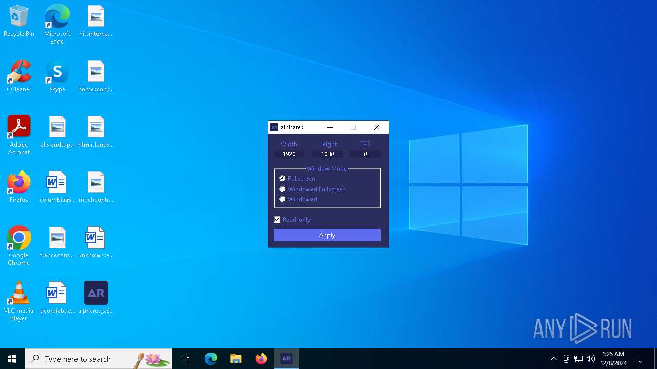 Malware analysis alphares_x64.exe Malicious activity | ANY.RUN - Malware Sandbox Online
