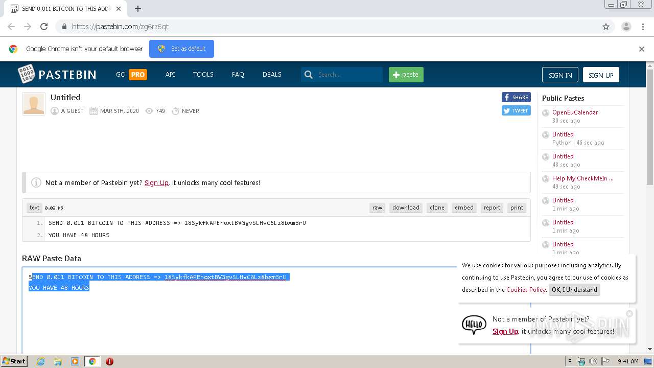 Malware analysis https://pastebin.com/zg6rz6qt Malicious activity | ANY ...
