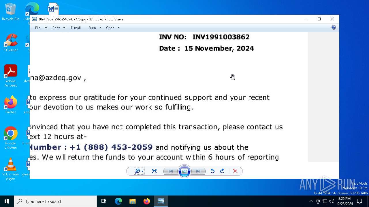 Analysis 2024_Nov_296695485437776.jpg (MD5: D79C2B3852954E9711EBB6CB1E7D9D7A) No threats ...