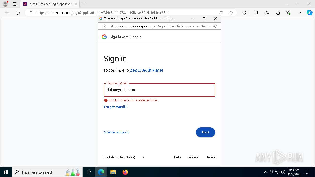 Malware analysis https://auth.zepto.co.in/login?applicationId=786e8a44 ...