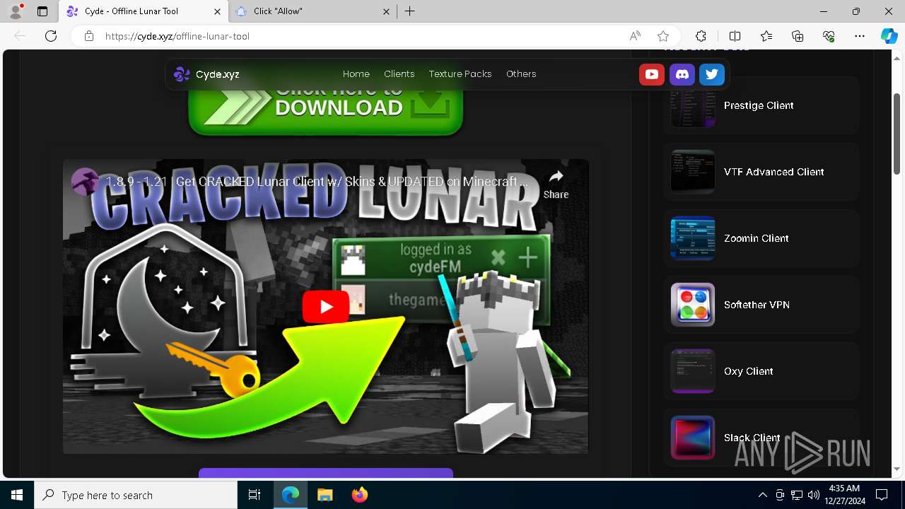 Malware analysis https://cyde.xyz/offline-lunar-tool Malicious activity ...