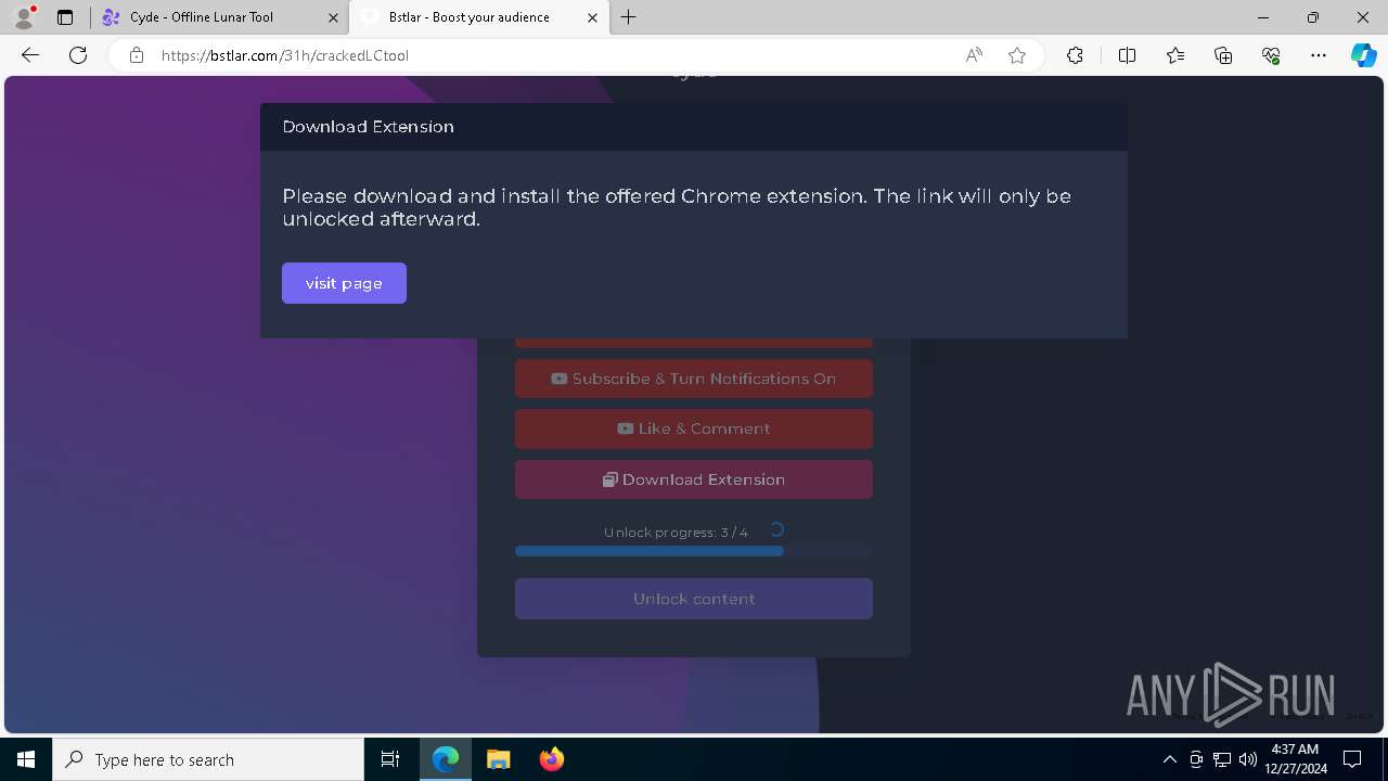 Malware analysis https://cyde.xyz/offline-lunar-tool Malicious activity | ANY.RUN - Malware ...