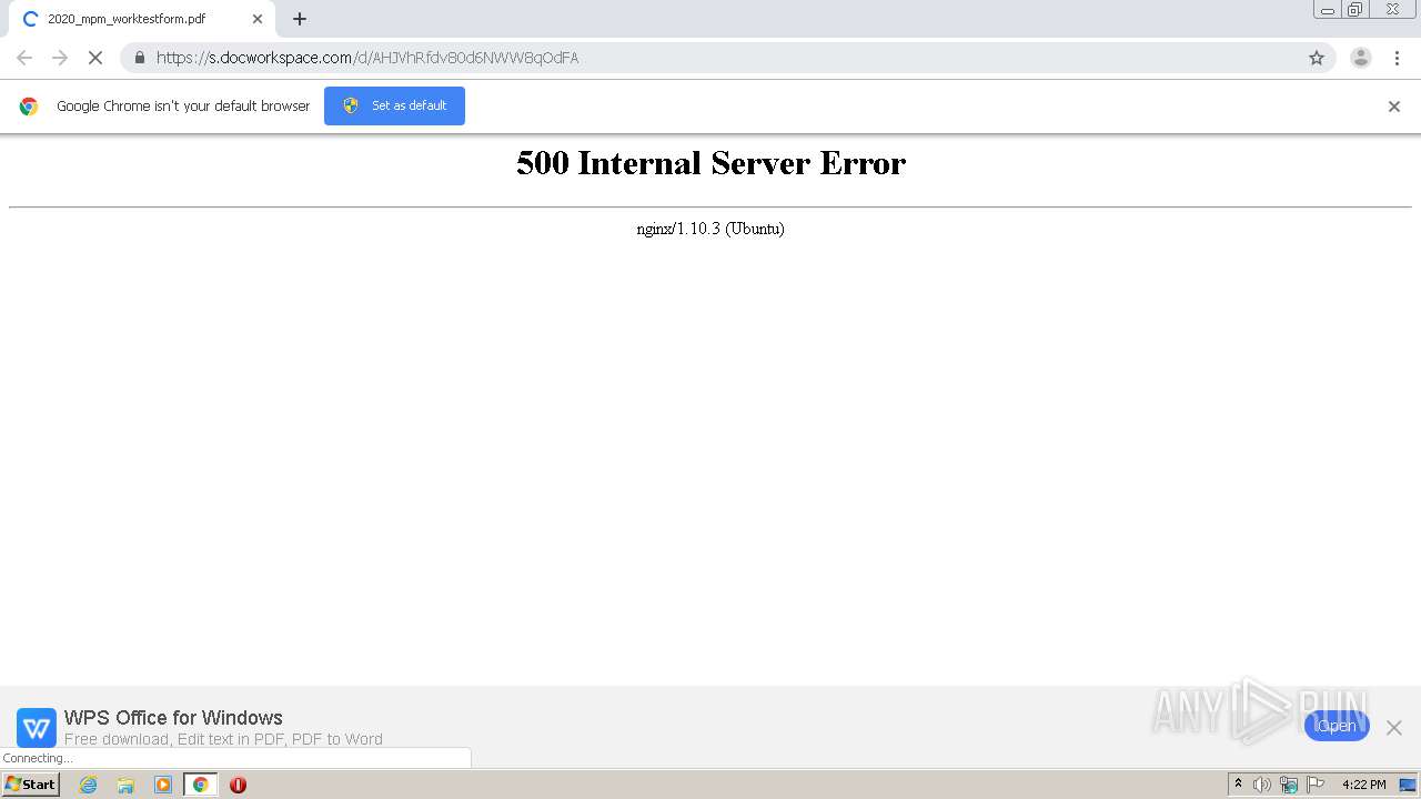 Malware analysis https://s.docworkspace.com/d/AHJVhRfdv80d6NWW8qOdFA ...
