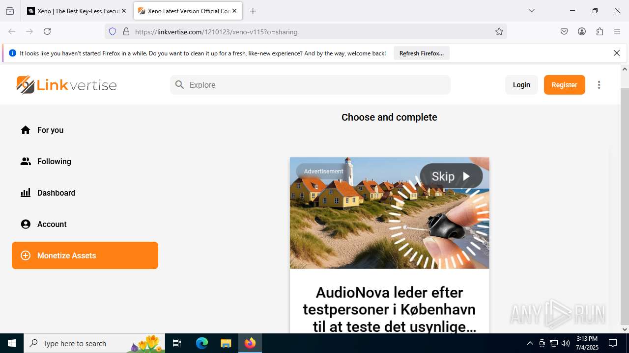 Malware analysis https://www.xeno.onl/download Malicious activity | ANY ...