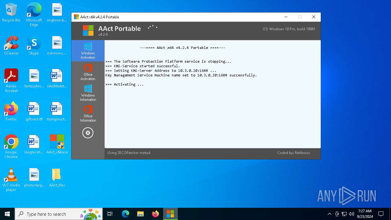 Malware analysis AAct_x64.exe Malicious activity | ANY.RUN - Malware Sandbox Online
