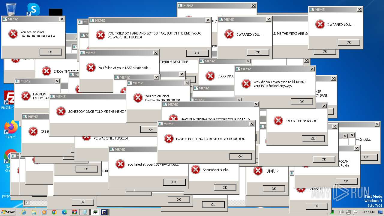 Malware analysis MEMZ 3.0 (1).zip Malicious activity | ANY.RUN - Malware Sandbox Online