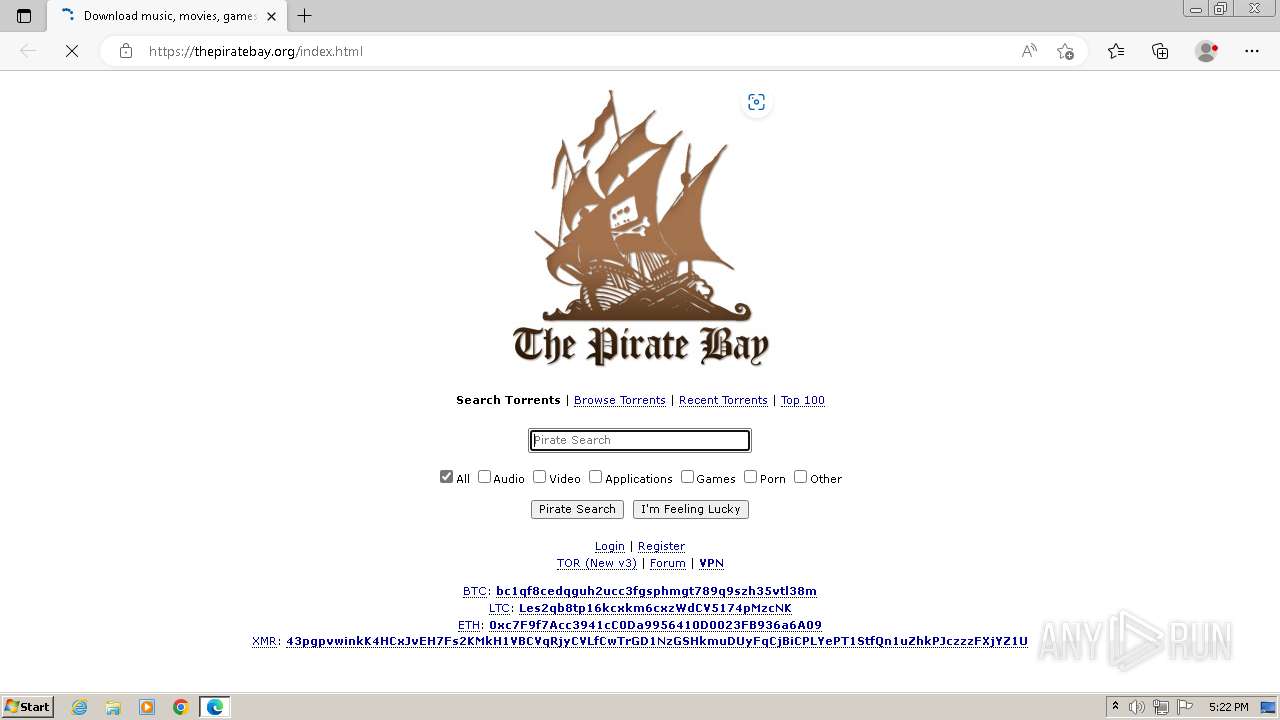 Malware analysis thepiratebay.org Malicious activity | ANY.RUN ...