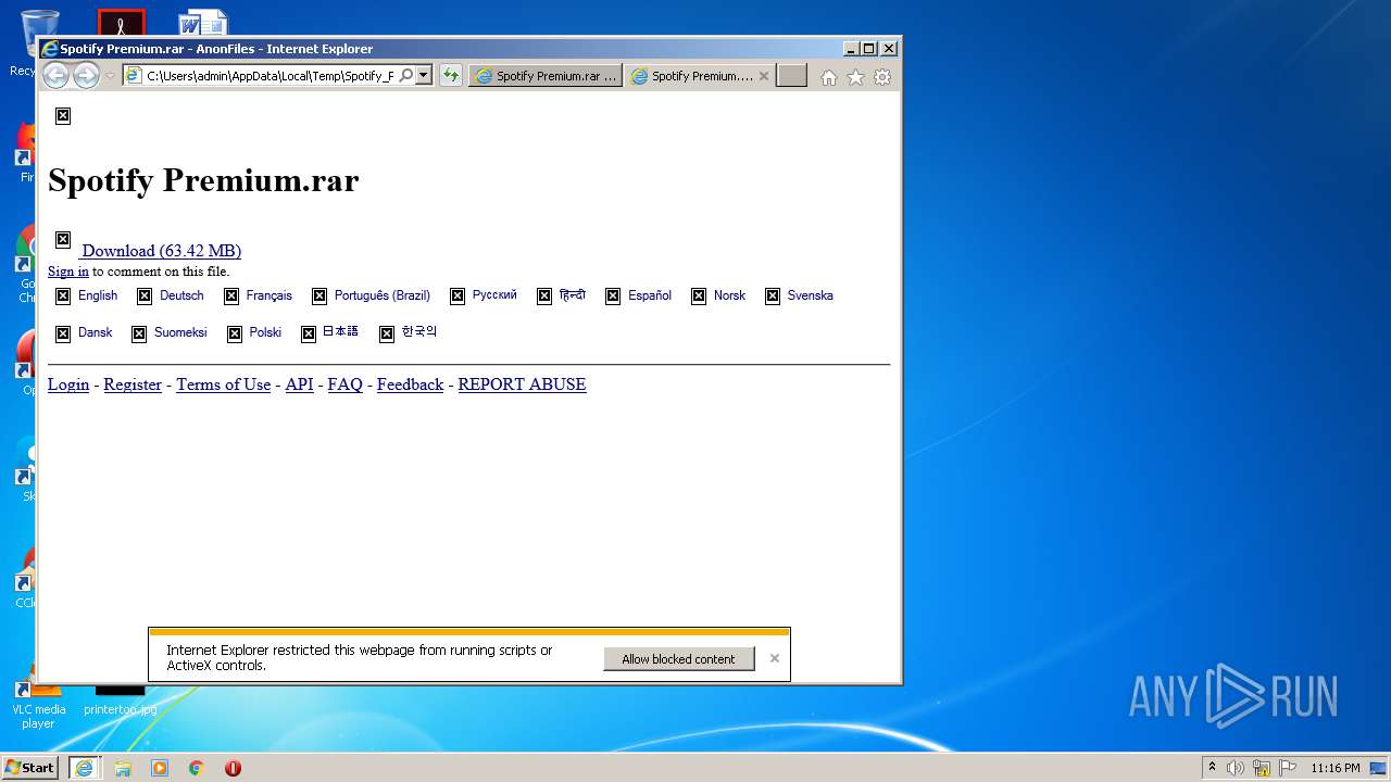 Malware analysis Spotify_Premium_rar Malicious activity | ANY.RUN ...