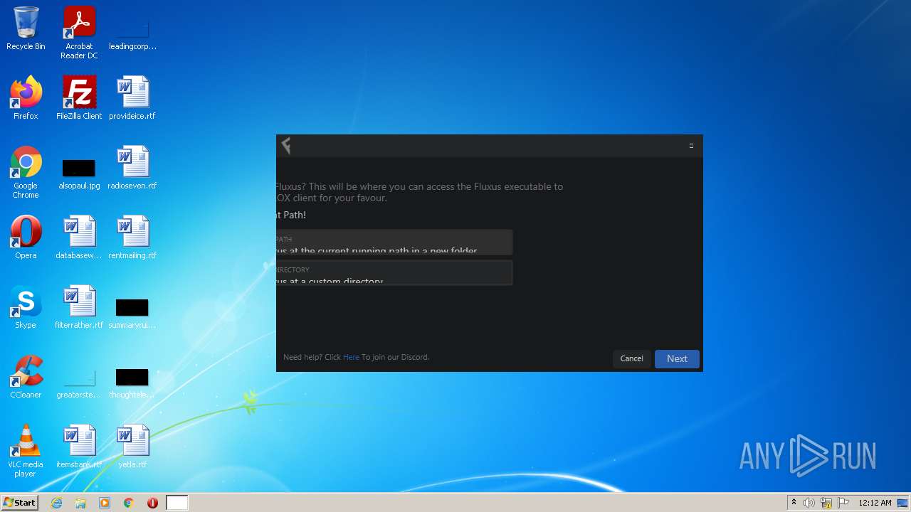 Malware analysis Fluxus V7.exe Malicious activity | ANY.RUN - Malware ...
