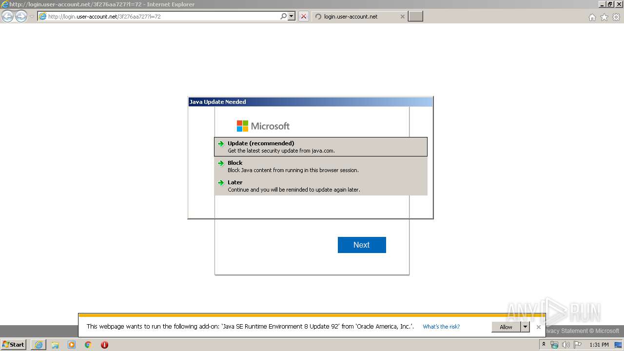 Malware analysis https://urldefense.com/v3/__http://login.user-account.net/3f276aa727?l=72 ...