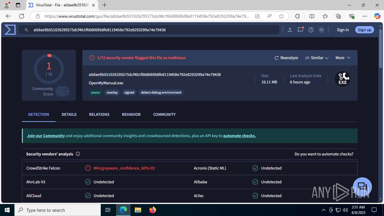 Malware analysis https://download.openmymanual.com/OpenMyManual.exe?product=Free%20GMW-0026 ...
