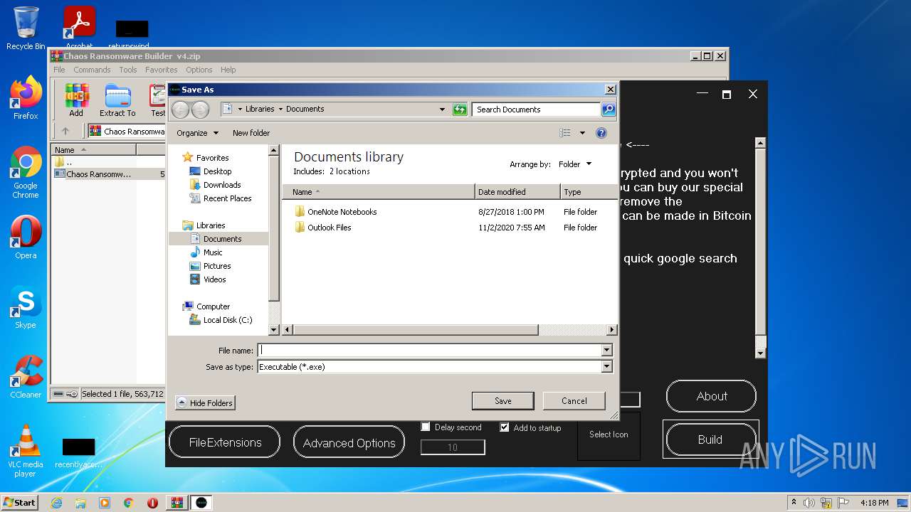 Malware analysis Chaos Ransomware Builder v4.zip Malicious activity ...
