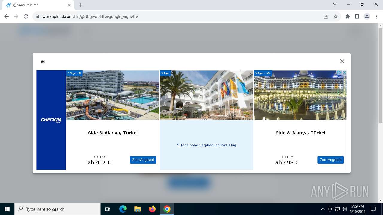Malware analysis workupload.com/file/g5JbgwqtrHN Malicious activity | ANY.RUN - Malware Sandbox ...