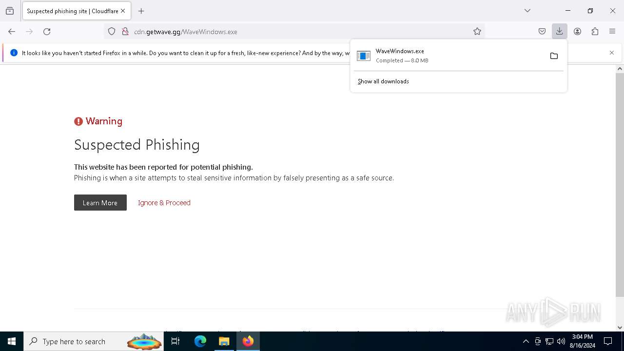 Malware analysis getwave.gg Malicious activity | ANY.RUN - Malware Sandbox Online