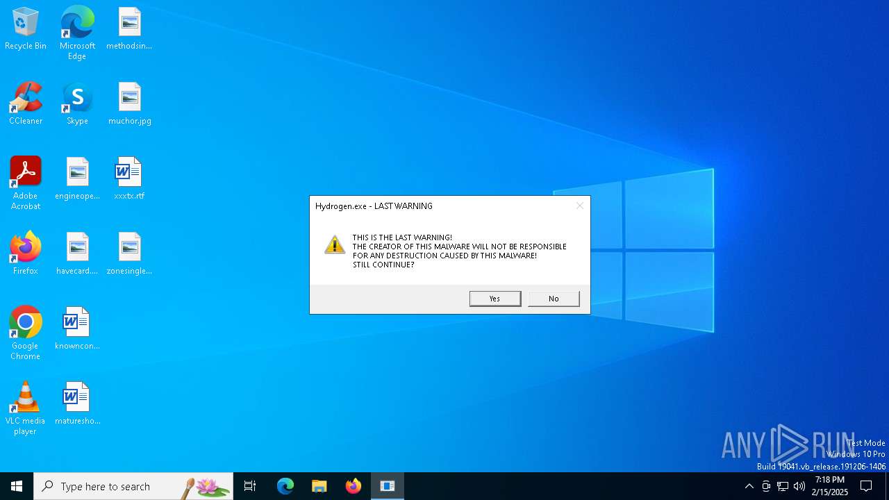Malware analysis hydrogen.exe Malicious activity | ANY.RUN - Malware ...