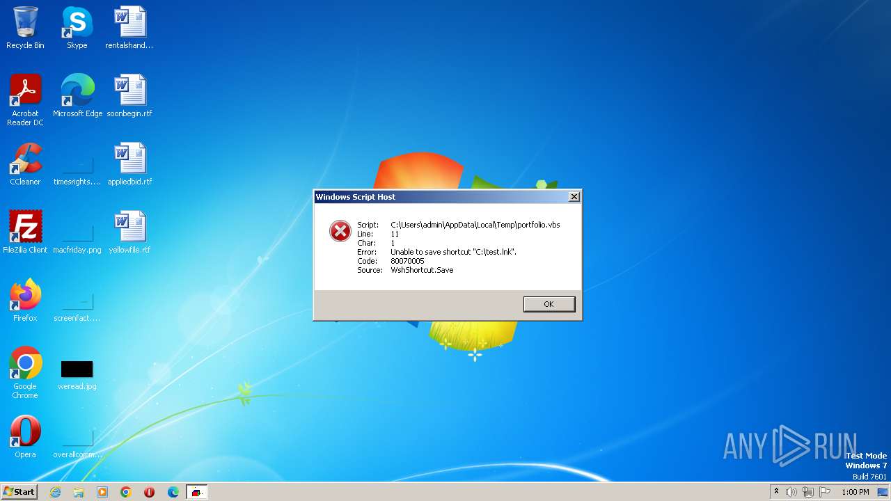 Malware analysis portfolio.vbs No threats detected | ANY.RUN - Malware Sandbox Online