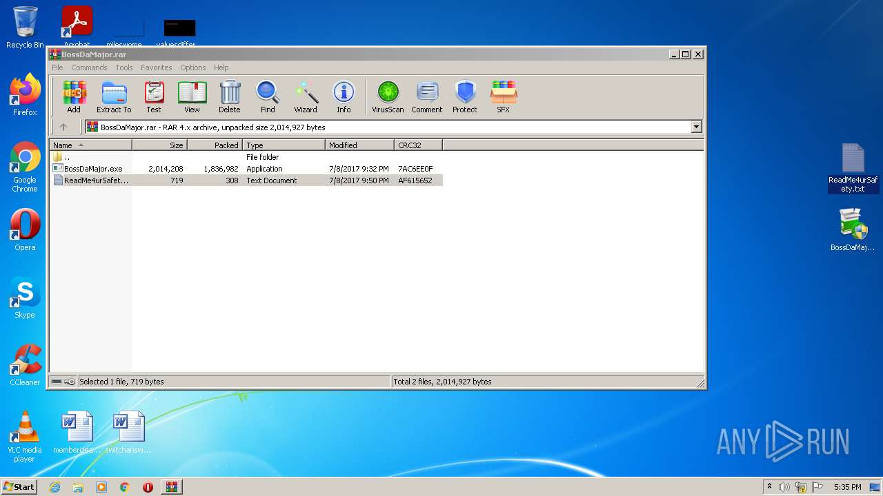 Malware Analysis Bossdamajor.rar Malicious Activity 