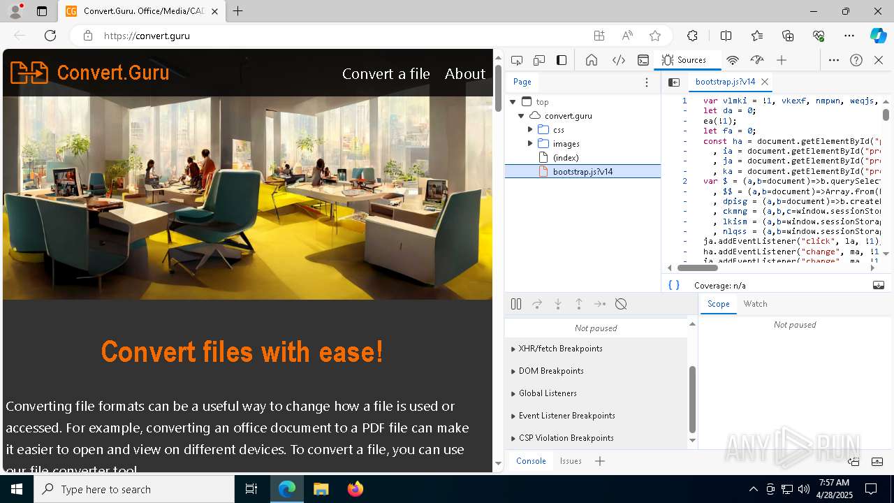 Malware analysis Convert.Guru No threats detected | ANY.RUN - Malware Sandbox Online