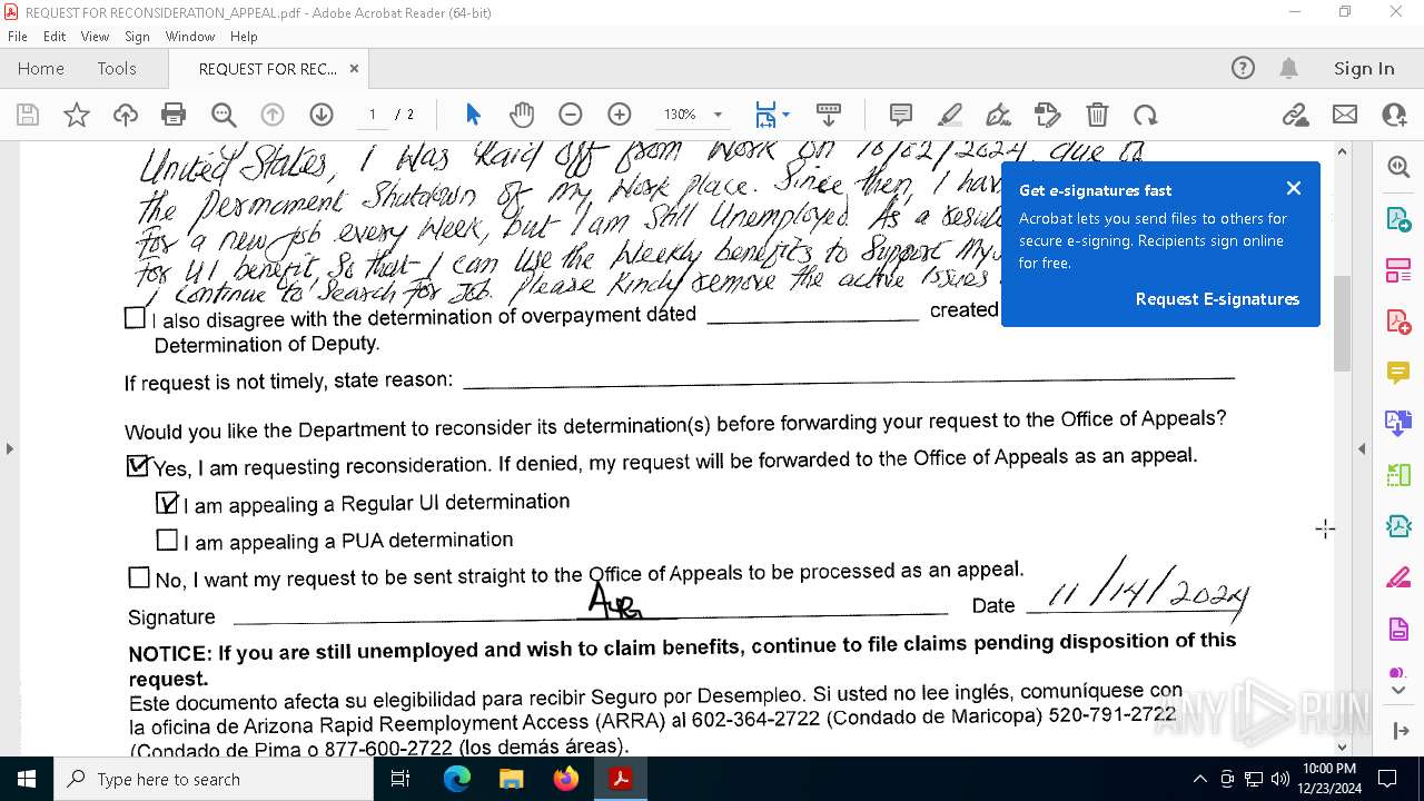 Malware analysis REQUEST FOR RECONSIDERATION_APPEAL.pdf No threats ...