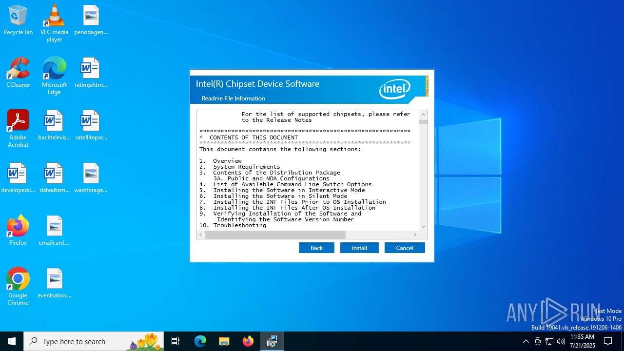 Analysis Intel Chipset Support.exe (MD5 ...