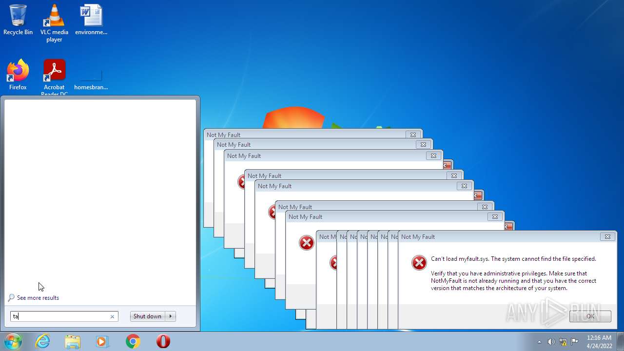 Malware analysis notmyfault.exe Malicious activity | ANY.RUN - Malware ...