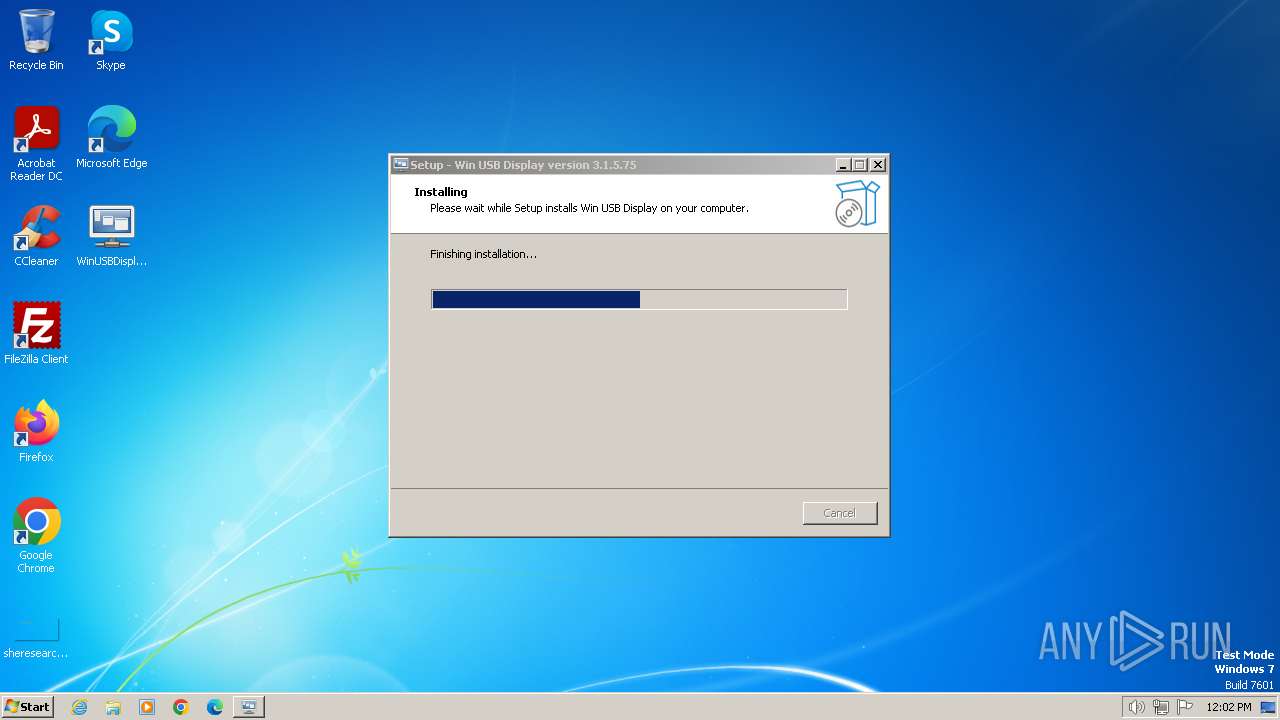 Analysis WinUSBDisplay_Windows_V3.1.5.75.exe (MD5: 19826CEBEB3D47B9A9AD1ED9162BEB8F) Malicious ...