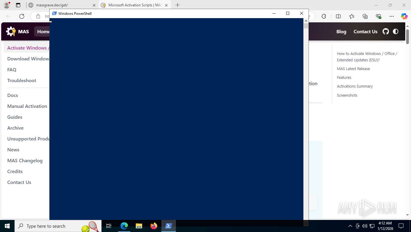 Malware analysis https://massgrave.dev/get Malicious activity | ANY.RUN - Malware Sandbox Online