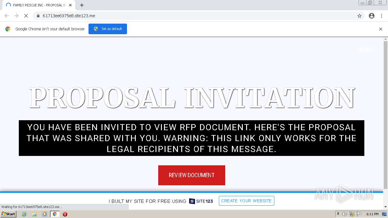 Malware analysis https://linkprotect.cudasvc.com/url?a=http%3a%2f%2f61713ee6975e8.site123.me%2f ...
