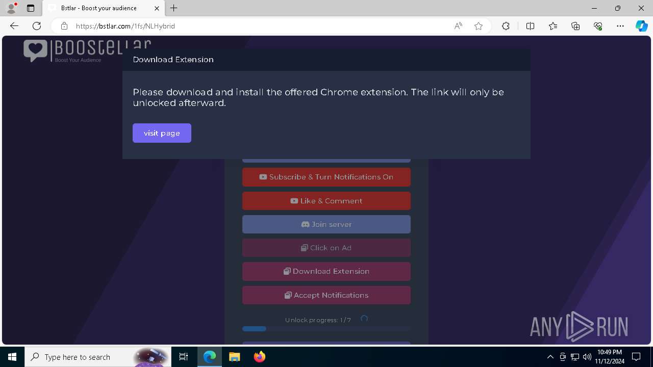 Analysis https://bstlar.com/1fs/NLHybrid Malicious activity - Interactive analysis ANY.RUN