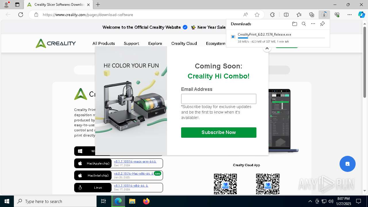 Malware analysis https://www.creality.com/pages/download-software ...