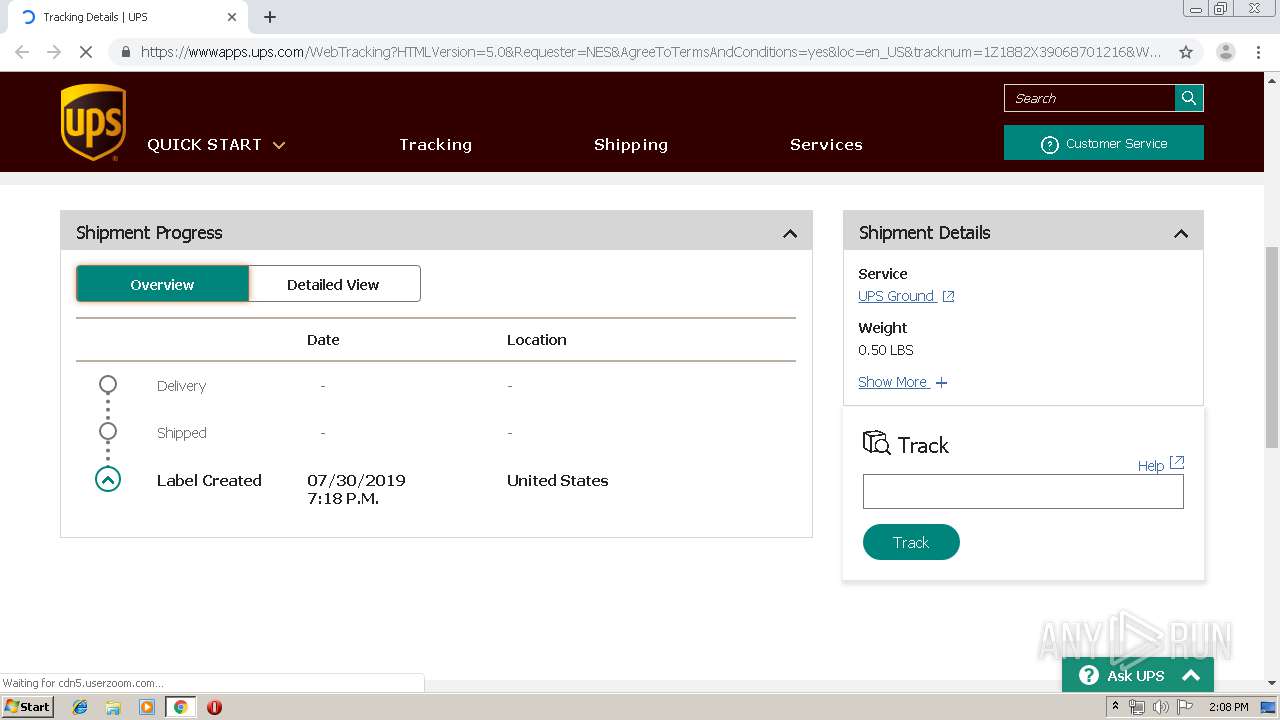 Malware analysis http://wwwapps.ups.com/WebTracking/processRequest?HTMLVersion=5.0&Requester=NES ...