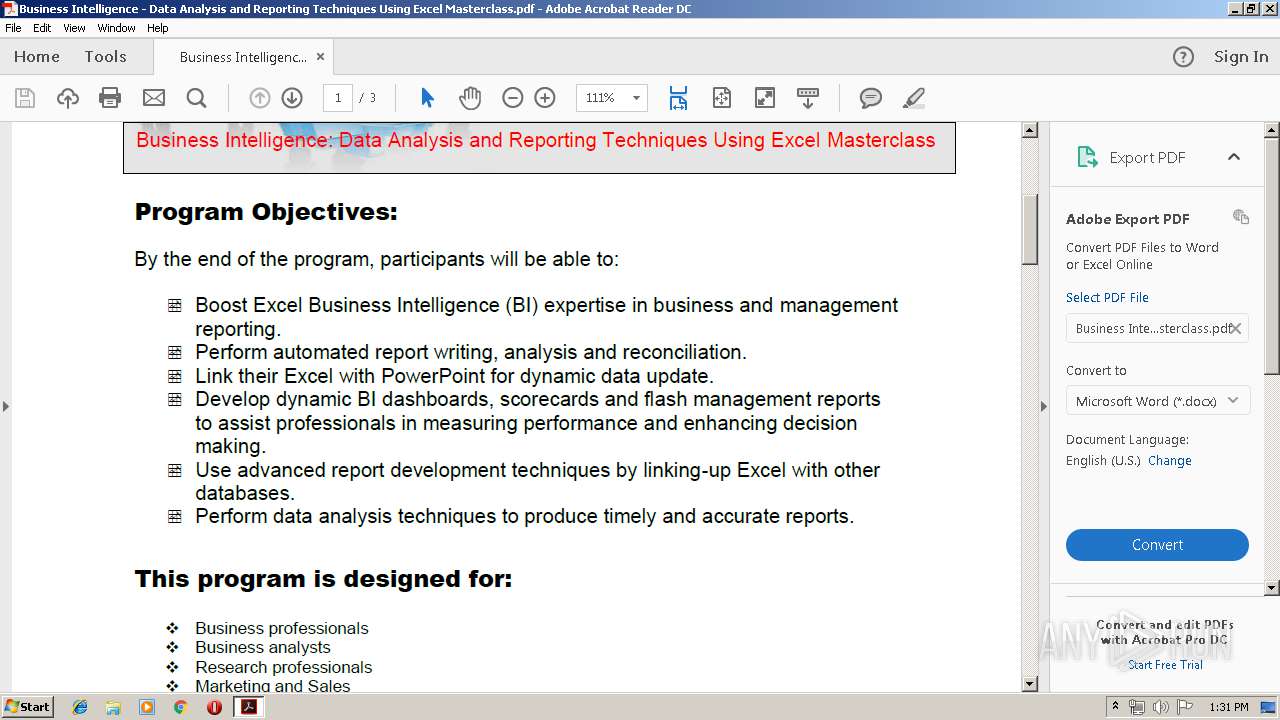 Intelligence reporting