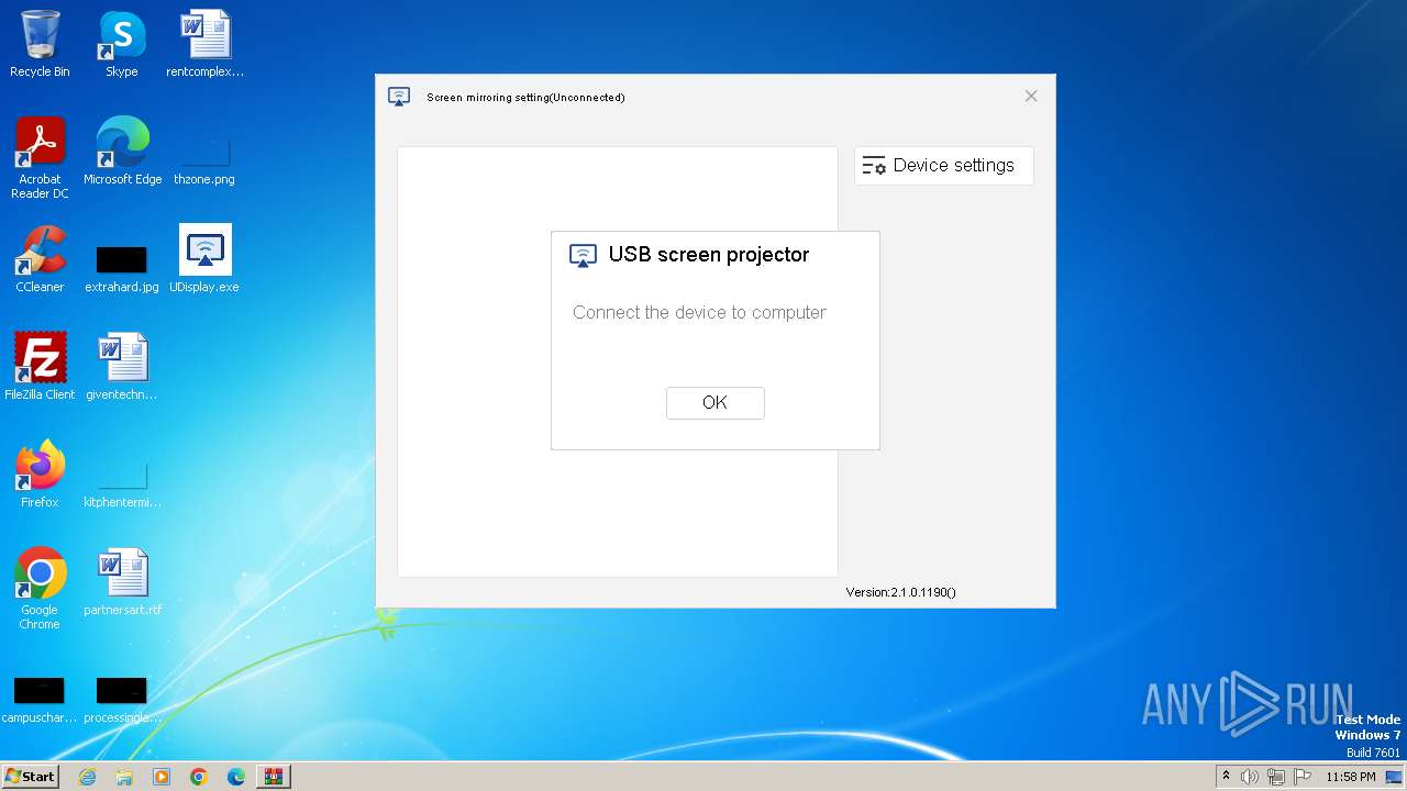 Malware analysis UDisplay.exe.7z Malicious activity | ANY.RUN - Malware Sandbox Online