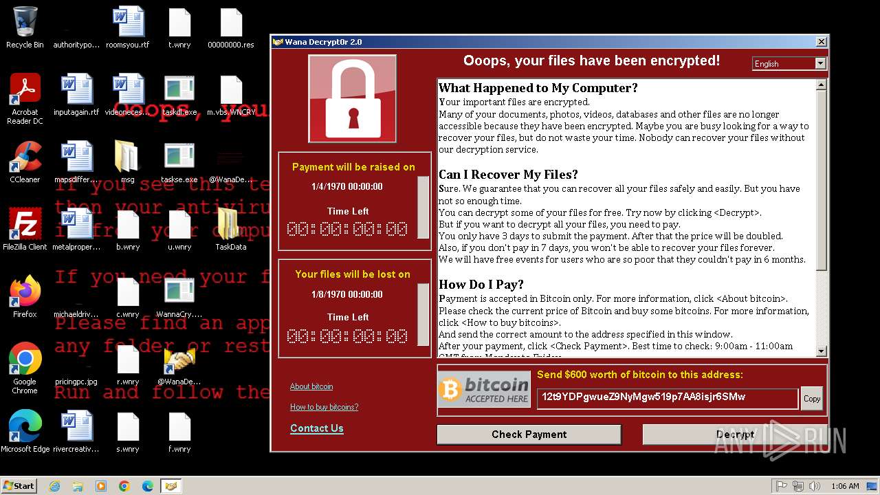 Analysis WannaCry.infected (MD5: 84C82835A5D21BBCF75A61706D8AB549 ...