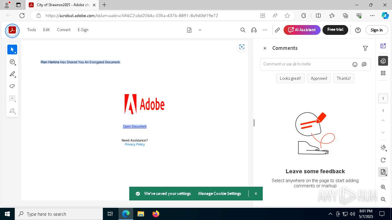 Malware analysis https://acrobat.adobe.com/id/urn:aaid:sc:VA6C2 ...
