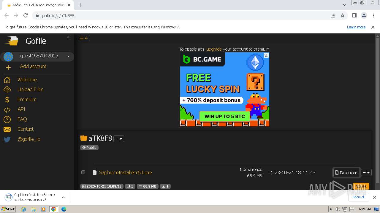 Malware analysis https://gofile.io/d/aTK8F8 Malicious activity | ANY.RUN - Malware Sandbox Online