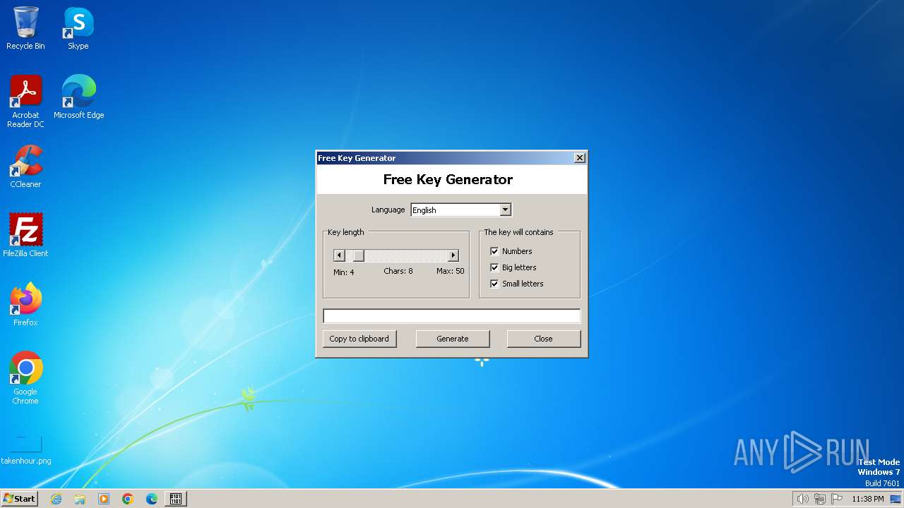 Malware analysis Free Key Generator.exe No threats detected | ANY.RUN ...