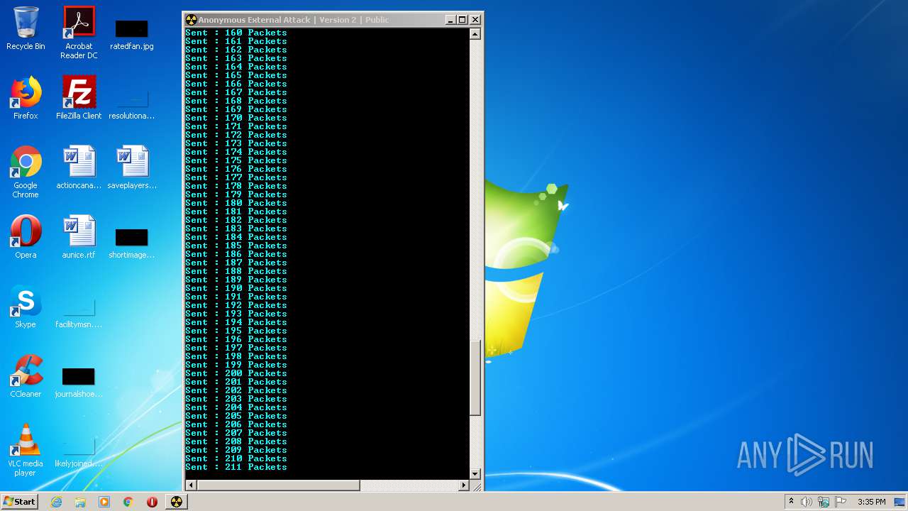 Analysis Anonymous External Attack V2.exe (MD5: 10CE3DFBF34BF4EB8B0DD8B97F70F5FA) No threats ...