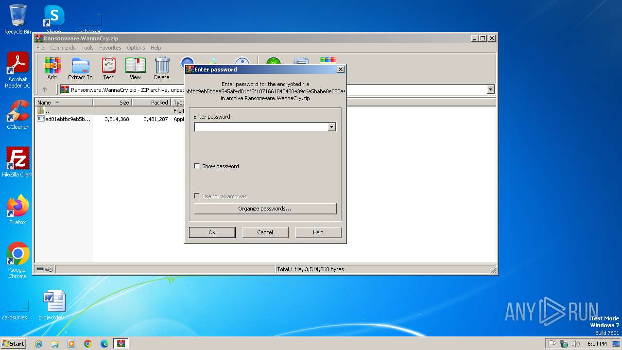 Analysis Ransomware.WannaCry.zip (MD5: EFE76BF09DABA2C594D2BC173D9B5CF0) Malicious activity ...