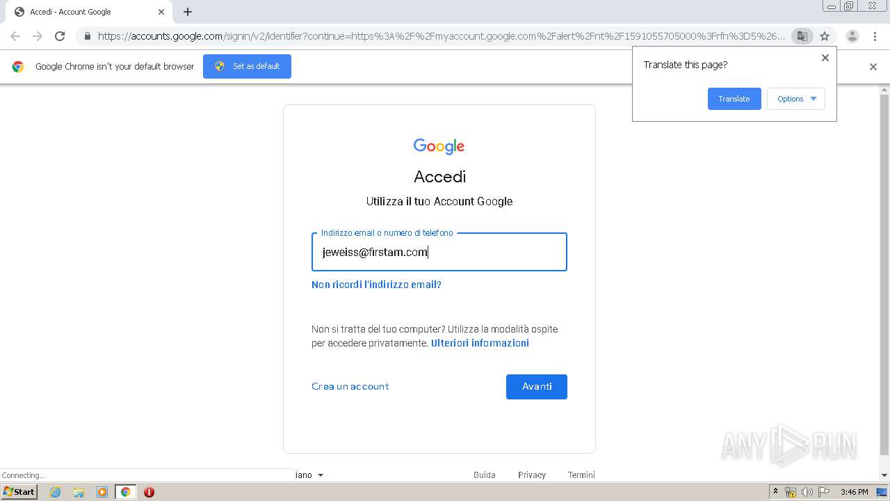 Malware analysis https://accounts.google.com/AccountChooser?Email ...