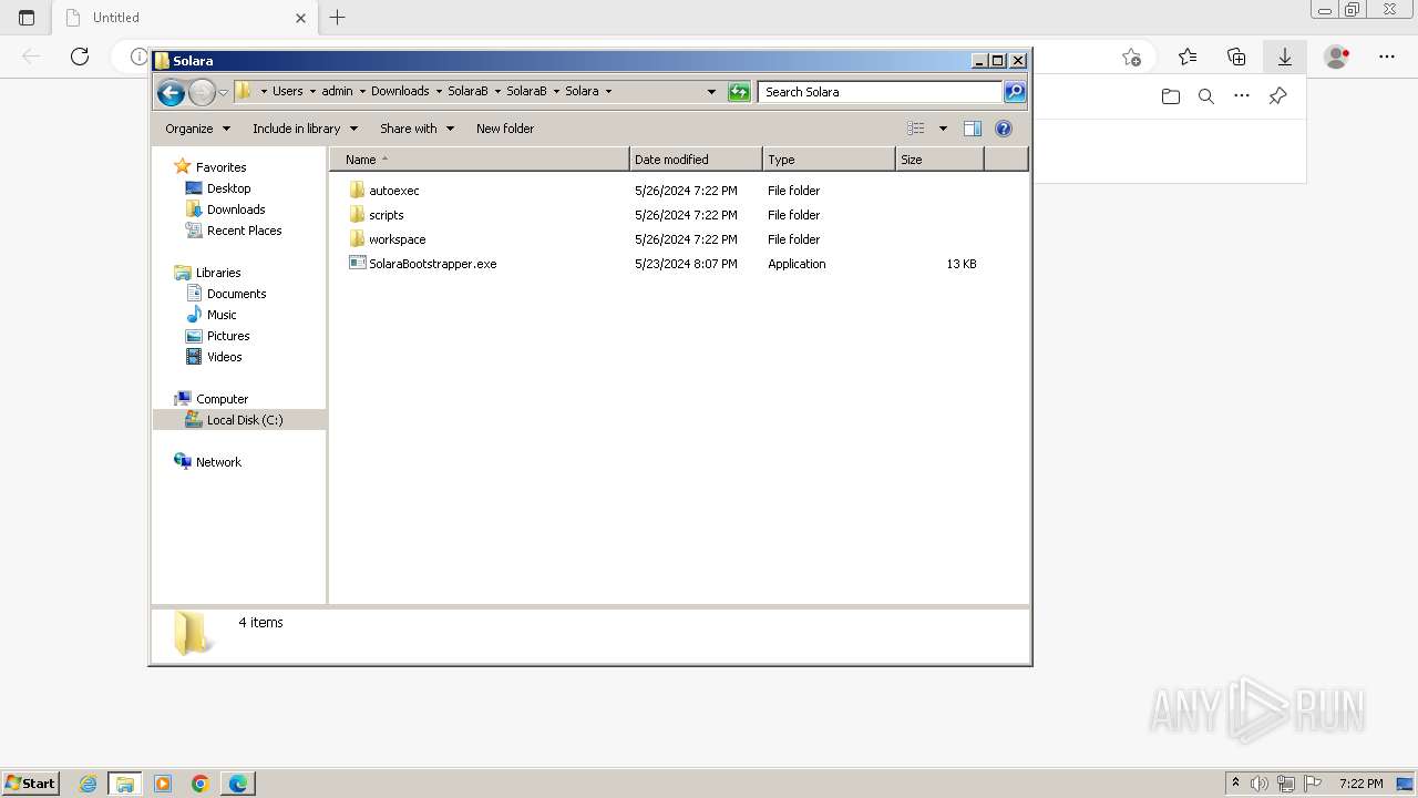Analysis https://github.com/quivings/Solara/raw/main/Files/SolaraB.zip Malicious activity ...