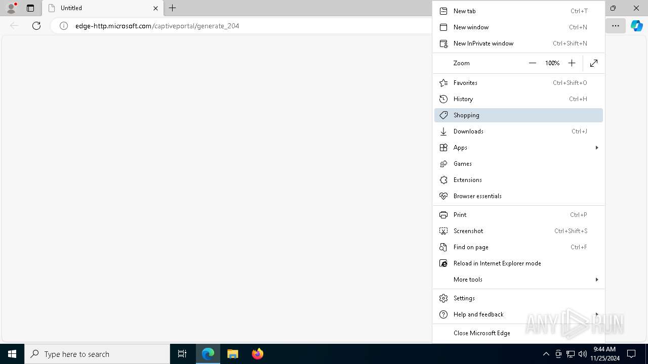 Malware analysis http://edge-http.microsoft.com/captiveportal/generate_204 No threats detected ...