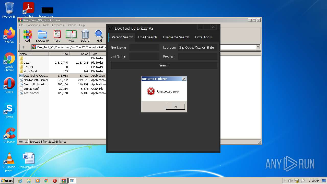 Malware Analysis Dox Tool V3 Cracked.rar Malicious Activity