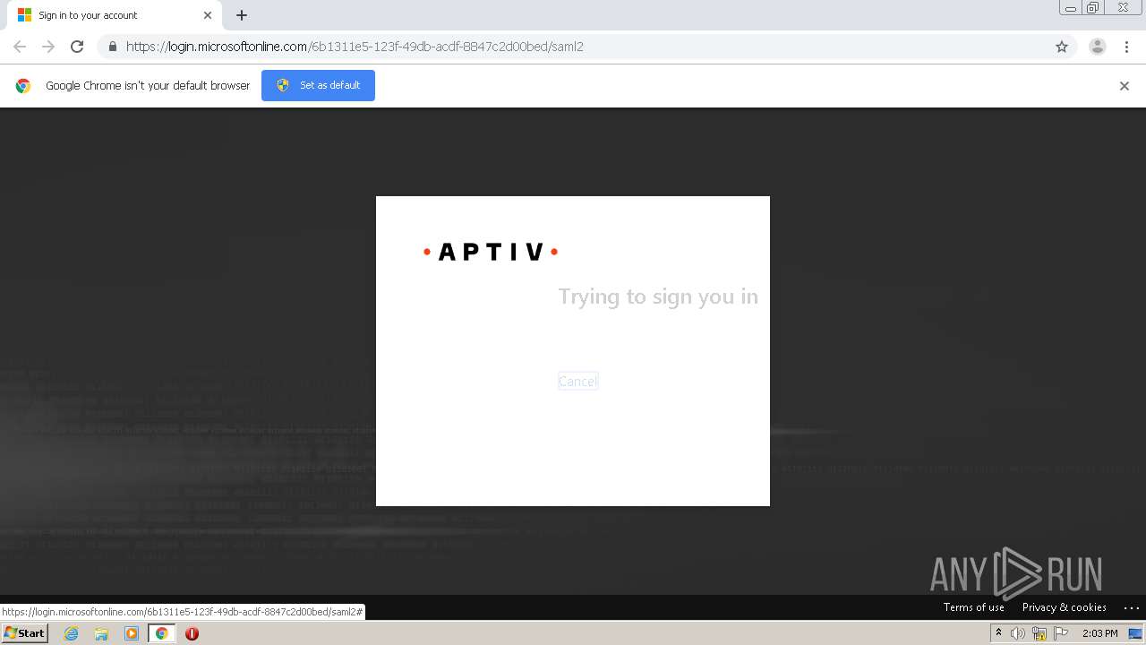 Malware analysis https://sai360-aptiv.csod.com/samldefault.aspx Malicious activity | ANY.RUN ...