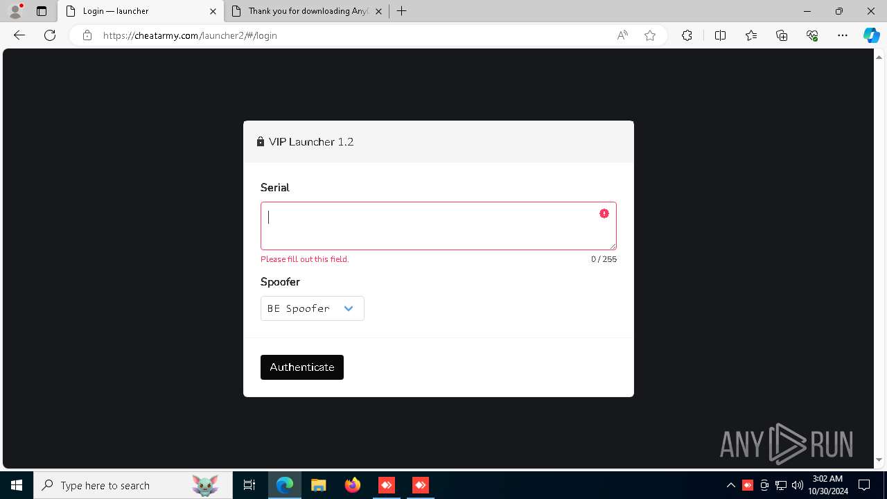 Malware analysis https://cheatarmy.com/launcher2/#/login Malicious ...