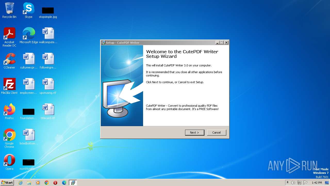Malware Analysis Cutewriter.exe Malicious Activity